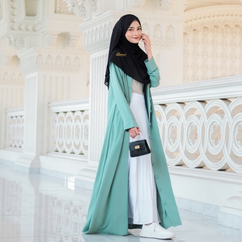 Gamis Dewasa - Button Abaya Michan Mint - Michan.co.id